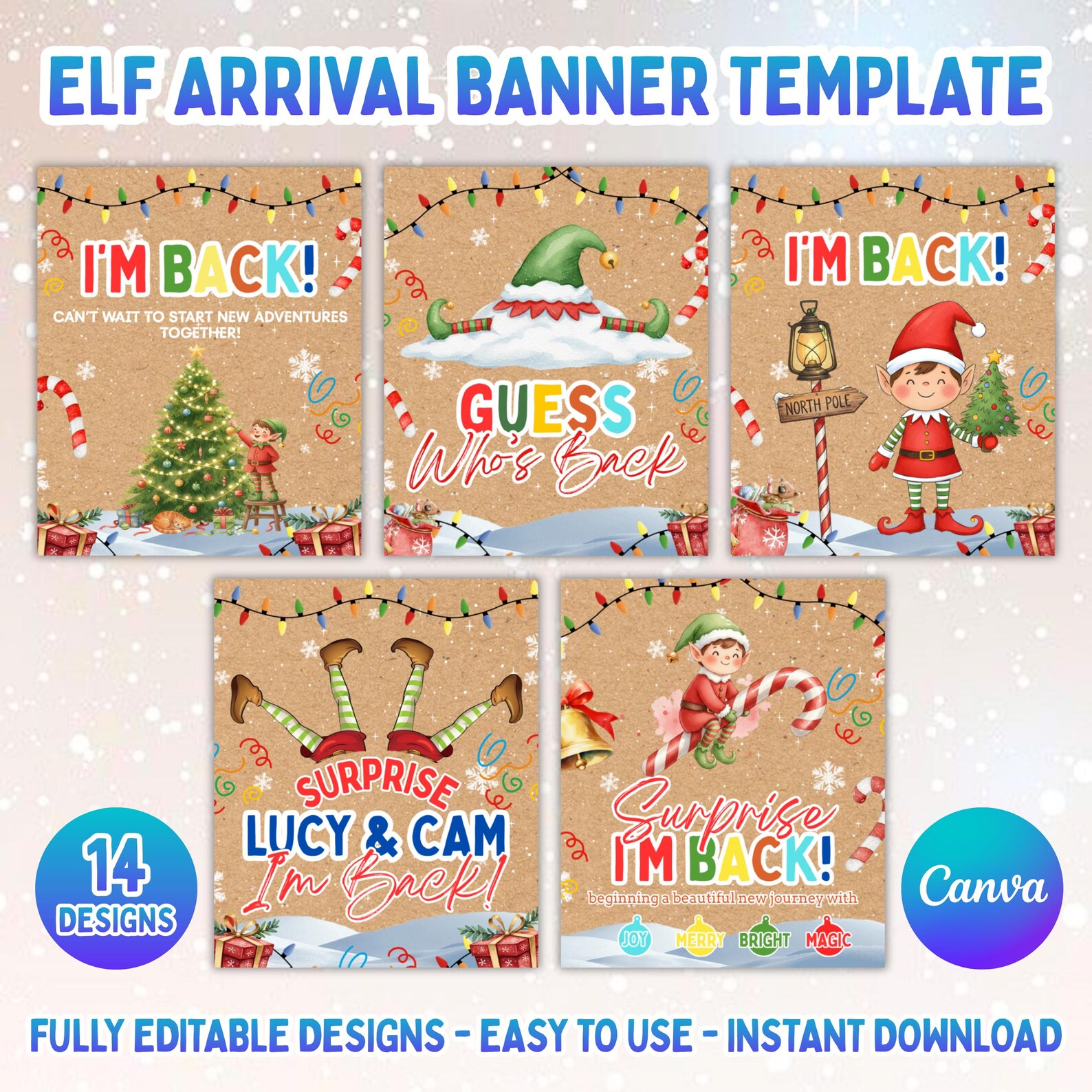 14 Christmas Elf Arrival Signs, Christmas Elf Arrival Banners Template ...