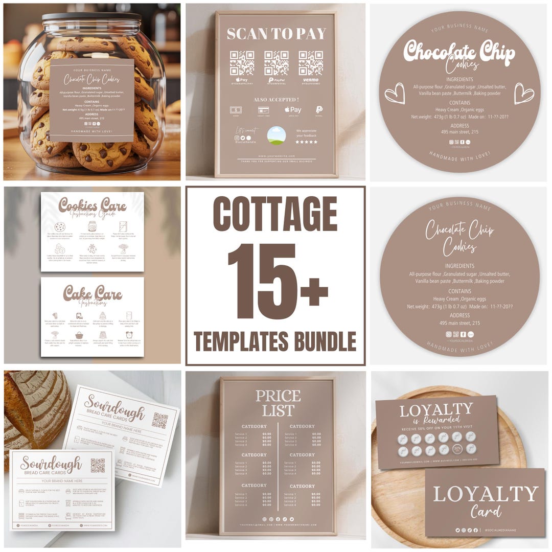 Editable Cottage Food Labels Bundle, 40+ Cottage Food Business Canva ...