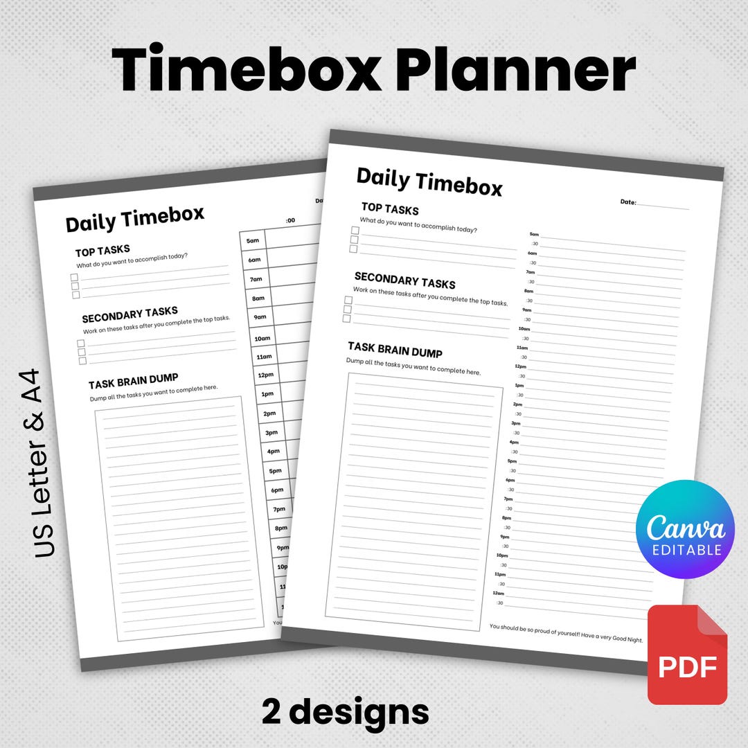 Printable Daily Timebox Planner, Time Blocking Planner, Daily Planner ...