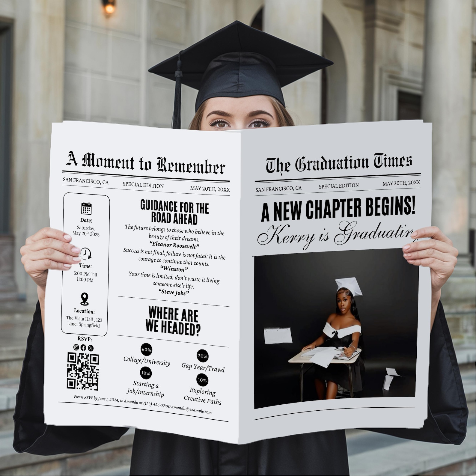 Graduation Newspaper Template, Photo 2025 Grad Newspaper Template,large ...