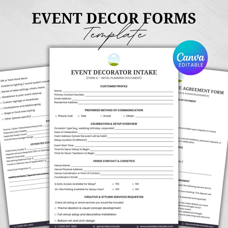 Editable Event Decorating Services Contract, Event Decor Rental ...