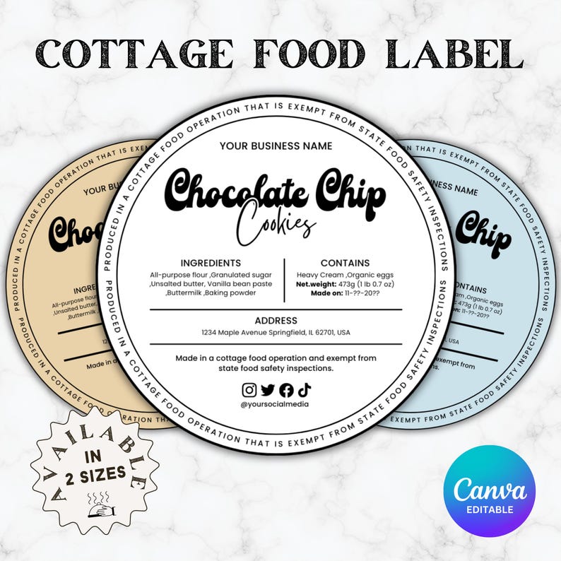 Cottage Food Law Labels, Cottage Baking Label, Printable Food Label ...