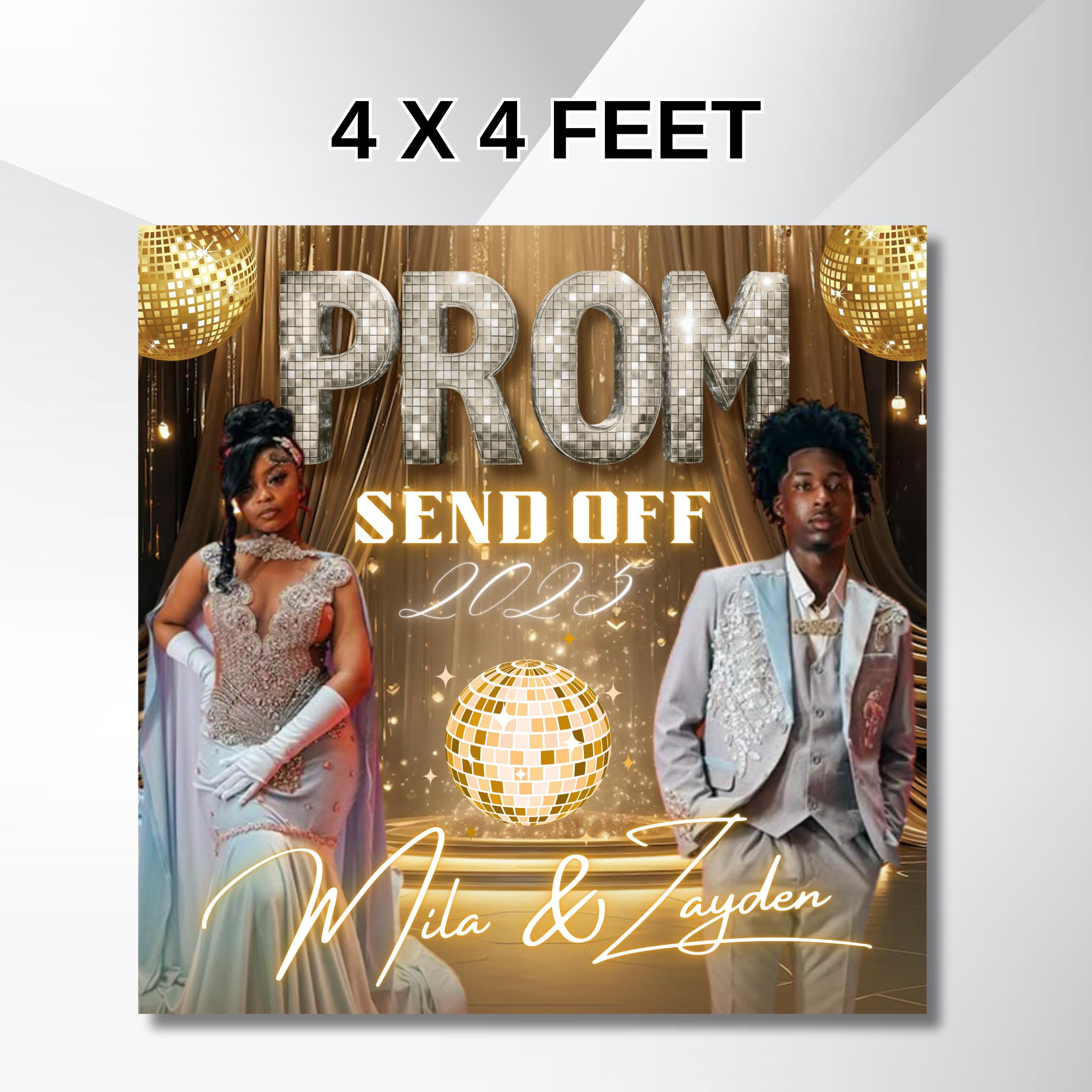 Prom Send off Banner, Prom Party Decor, Prom Party Backdrop, Prom Canva ...