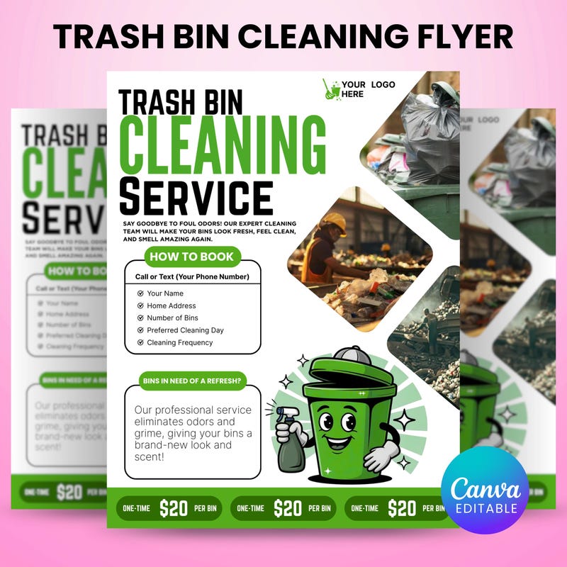 Trash Bin Cleaning Flyer - Etsy