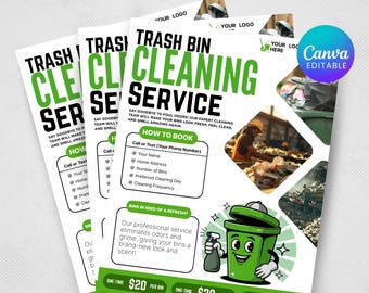 Trash Bin Cleaning Flyer, Garbage Can Wash Marketing Flyer, Dumpster ...
