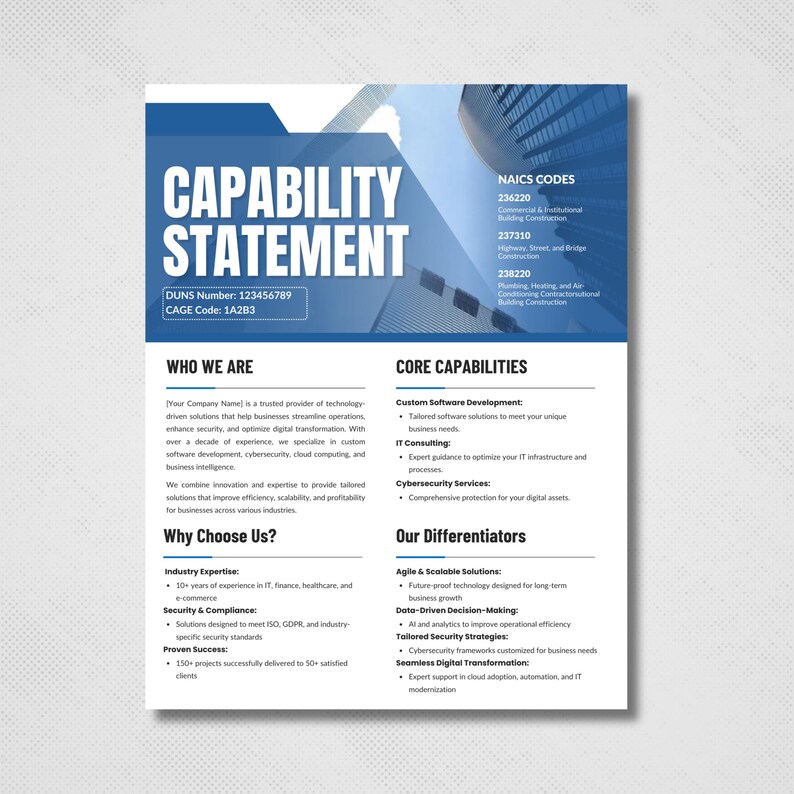 Capability Statement Template Canva, Corporate Flyer, Editable Business ...