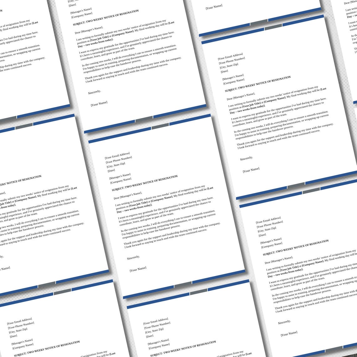 2 Weeks Notice Letter, Two Weeks Notice Letter, Professional Notice ...
