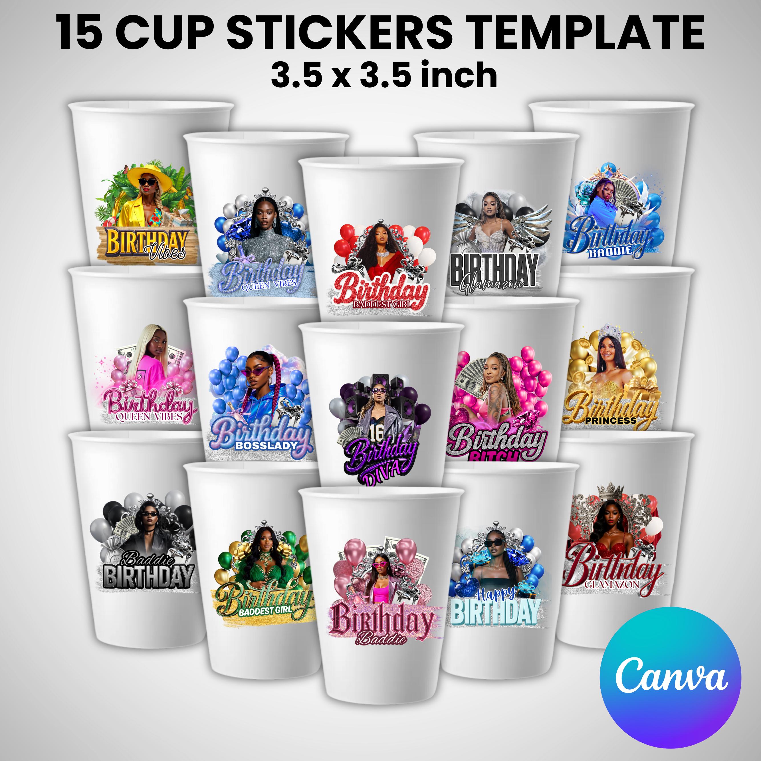Styrofoam Cup Sticker Template, Editable Party Cup Template ...