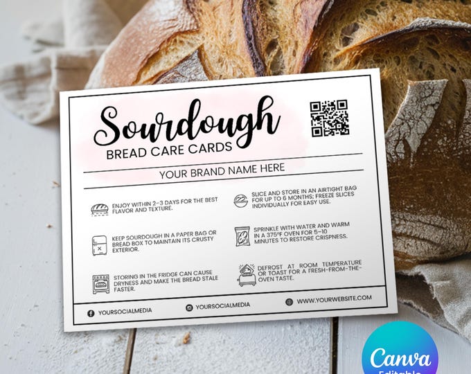 Editable Sourdough Bread Label Template, Printable Round Sticker, Bread ...