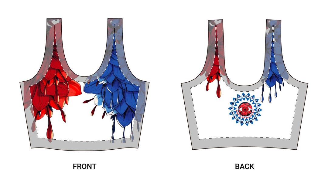 Dope Genjutsu Dat Ninja Anime Sports Bra | Red Blue Floral Athletic Bra ...