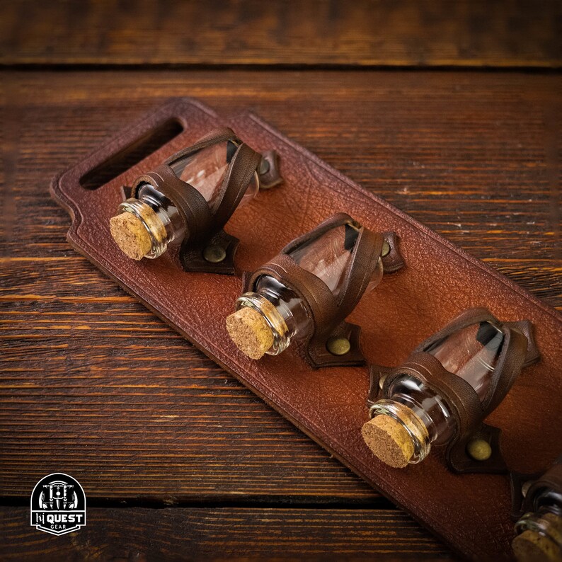 Leather Belt Potion Holder for 4 Bottles Ideal for Cosplay, Alchemists ...