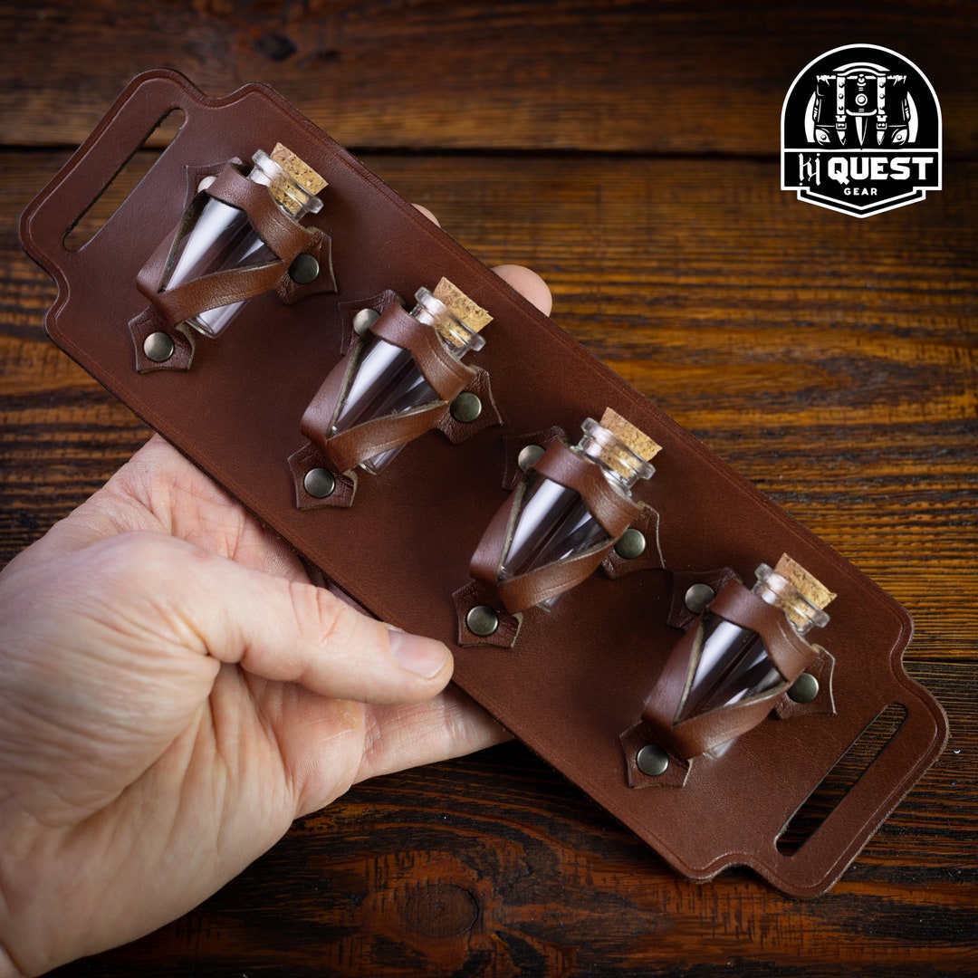 Leather Belt Potion Holder for 4 Bottles - Ideal for Cosplay ...
