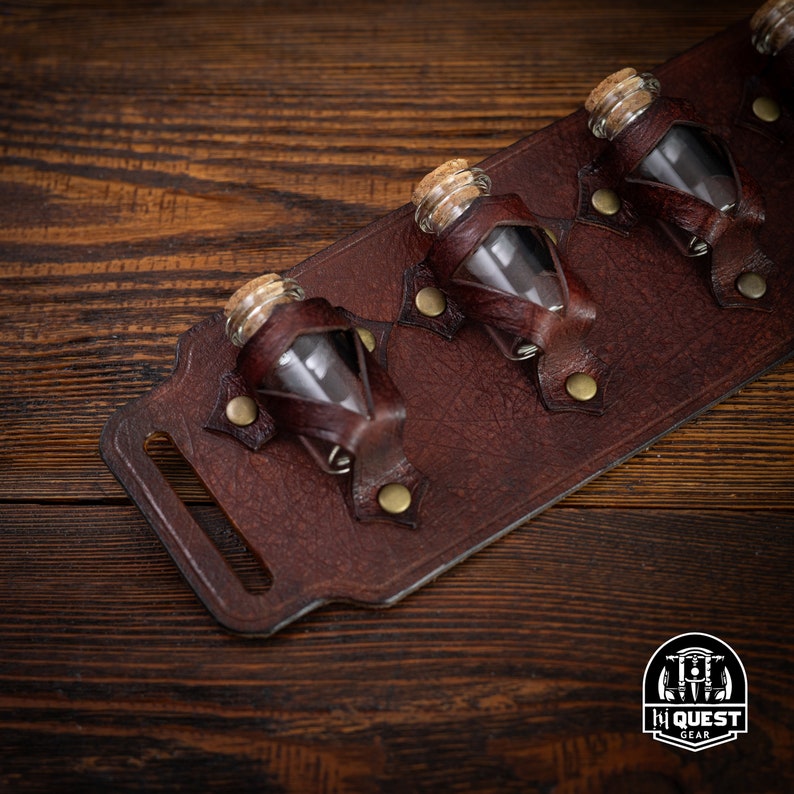 Leather Potion Holder, Alchemists Belt, Healers, Adventurers ,steampunk Accessory , Quadruple ...