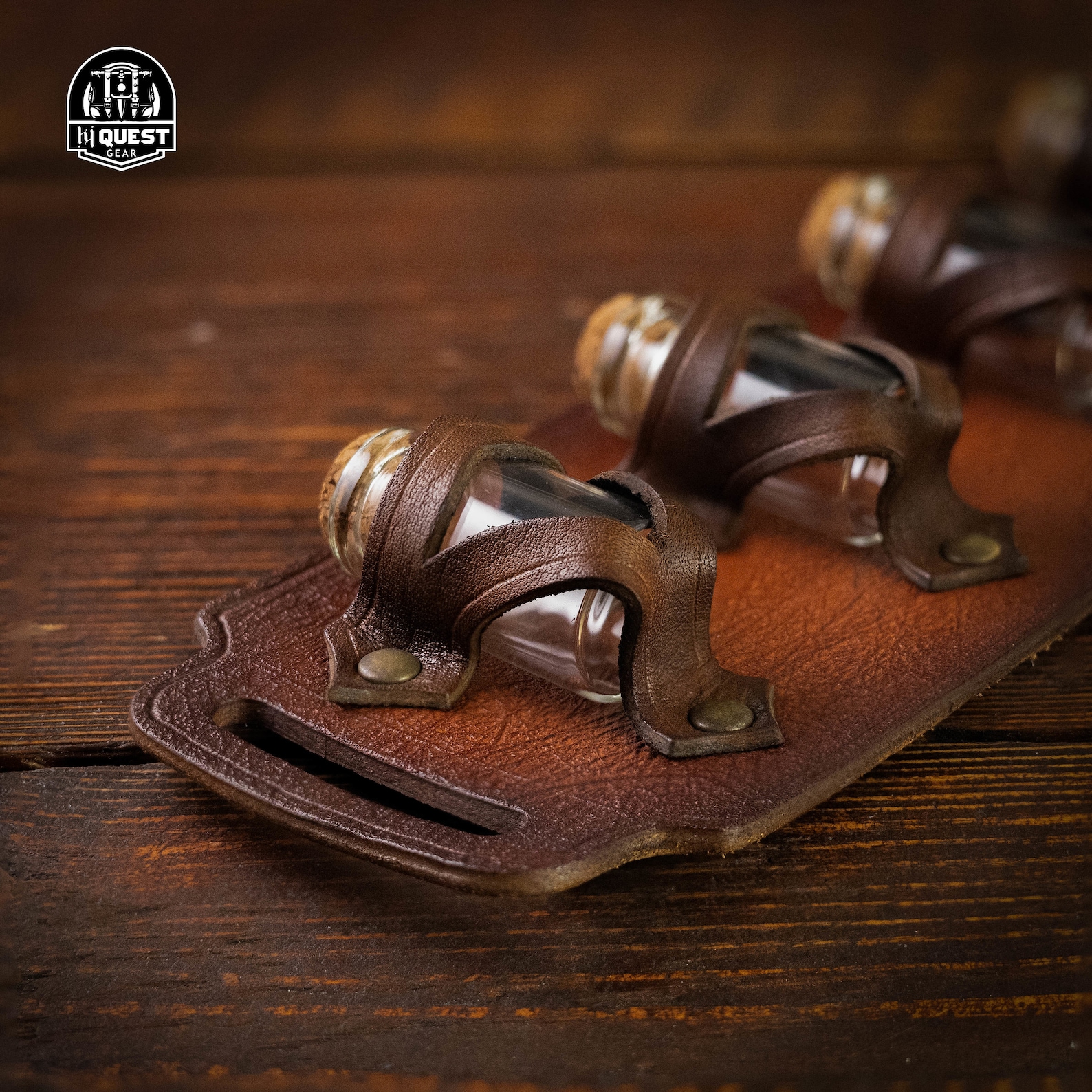 Leather Belt Potion Holder for 4 Bottles - Quadruple Vial Holster ...