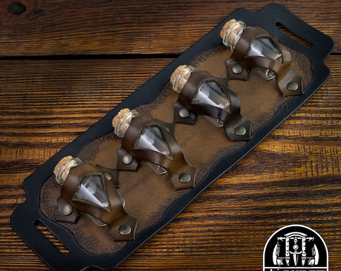Belt Potion Holder for 5 Small Bottles. Made of Leather for Adventurers ...