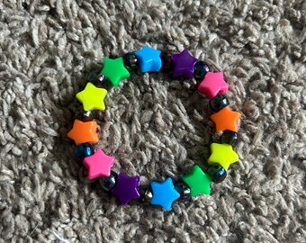 Rainbow Stars Kandi Star Keychain - Etsy