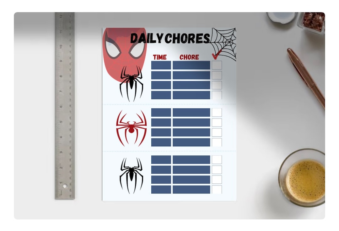 PDF Printable Spider Man Chore/planner Chart - Etsy