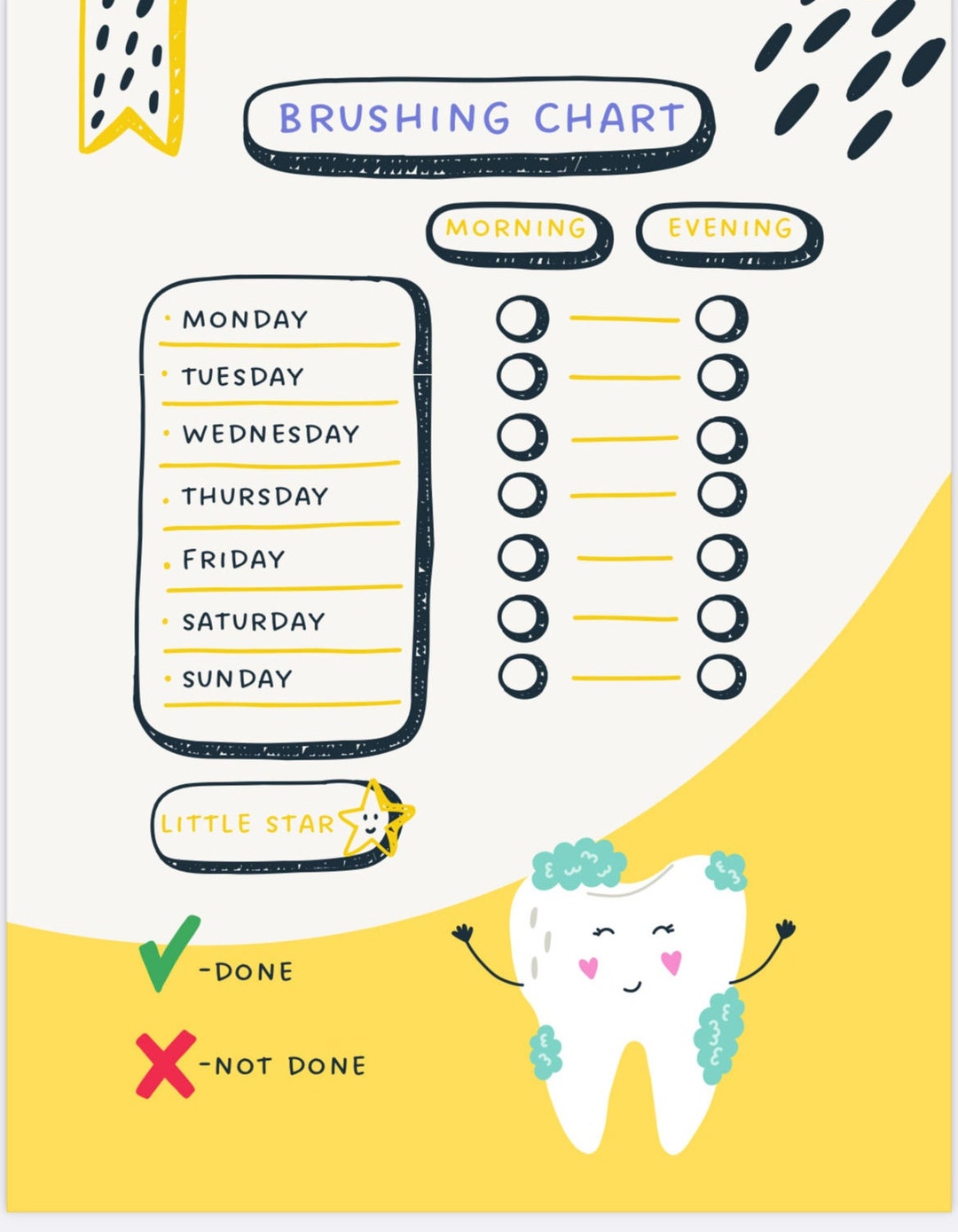 PDF Printable Kids Tooth Brushing Chart - Etsy