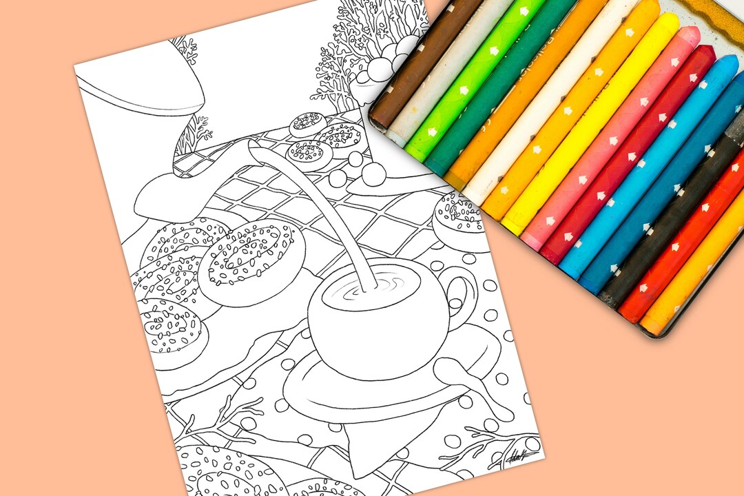 A4 Coloring Page: fika Time - Etsy