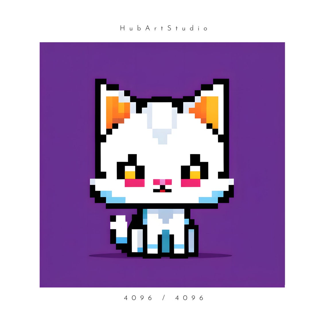 Pixel Art Cat Print Digital Download, 8-bit Style Kitten Wall Art ...
