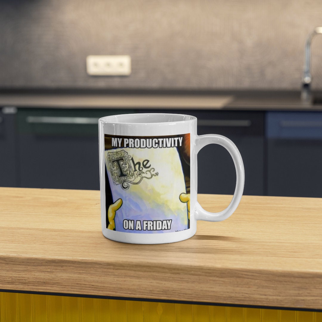 Spongebob Meme Mug 11 Oz., Friday Productivity Spongebob Meme, Office ...