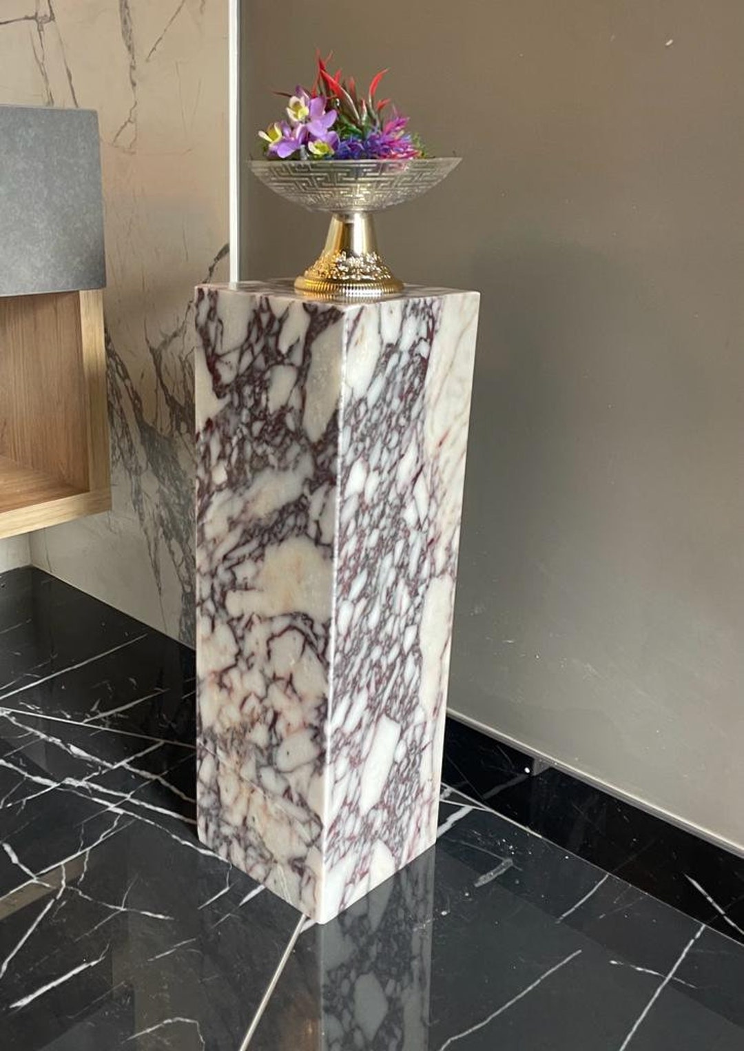 Plinth Cubic Side Table Calacatta Viola Marble Stone Cube Table Viola ...