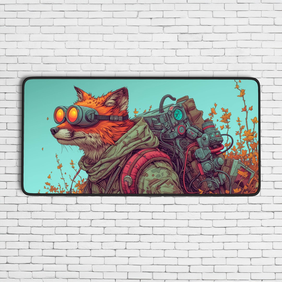 Cyberpunk Crypto Fox Desk Mat, Cute Desk Pad, Gaming Playmat MTG ...