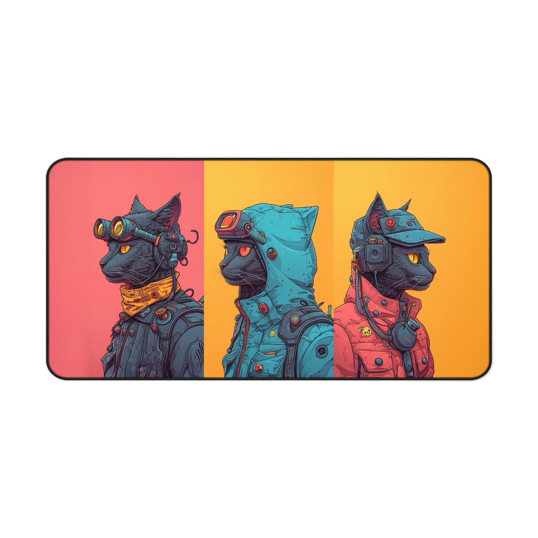 Cyberpunk Cat, Gaming Mouse Pad, XXL Mouse Pad, Gift for Gamer, Gaming ...