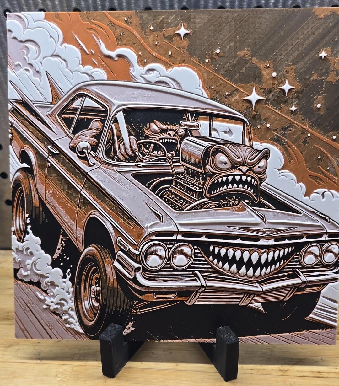 3D Printed Monster Hot Rod Art – Kustom Kulture Decor With Stand - Etsy