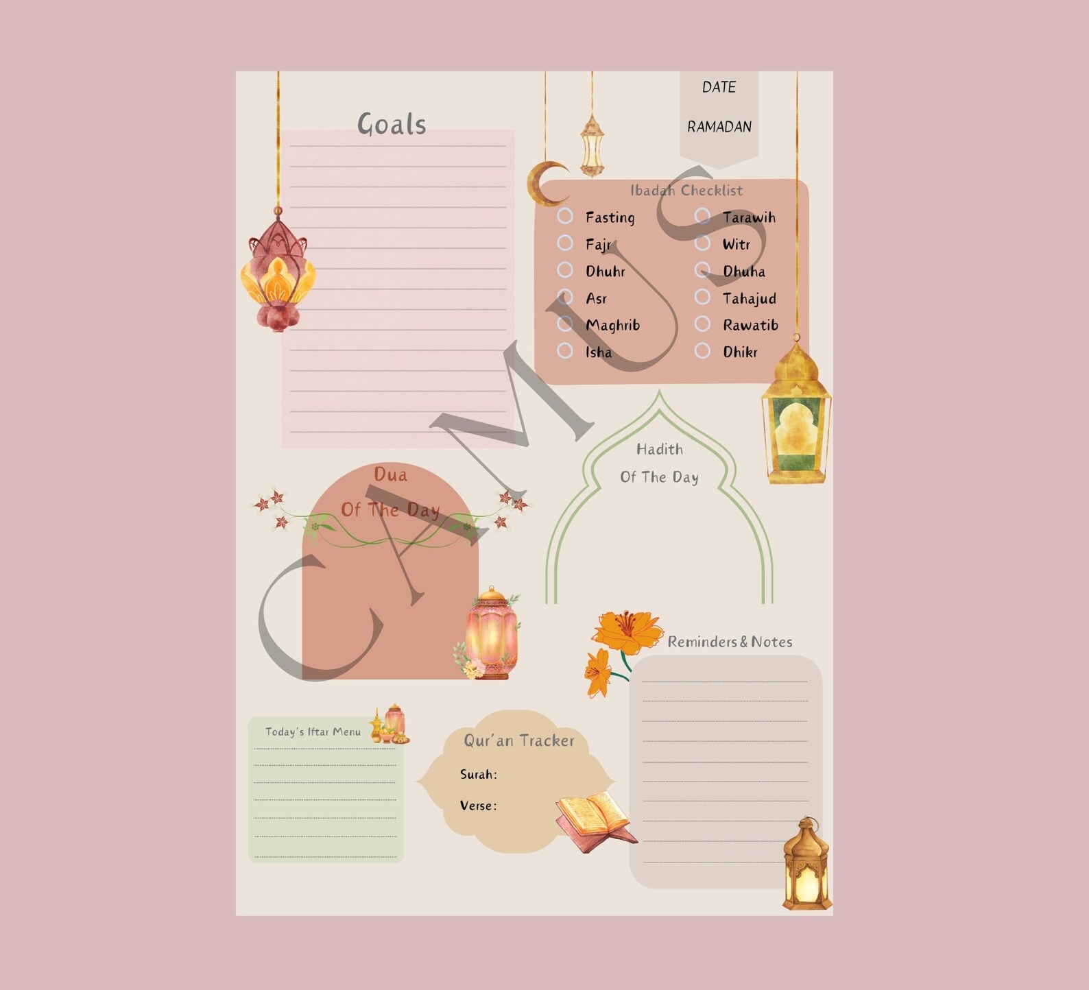 Ramadan Daily Planner Printable, 2024 Ramadan Tracker PDF, Islamic ...