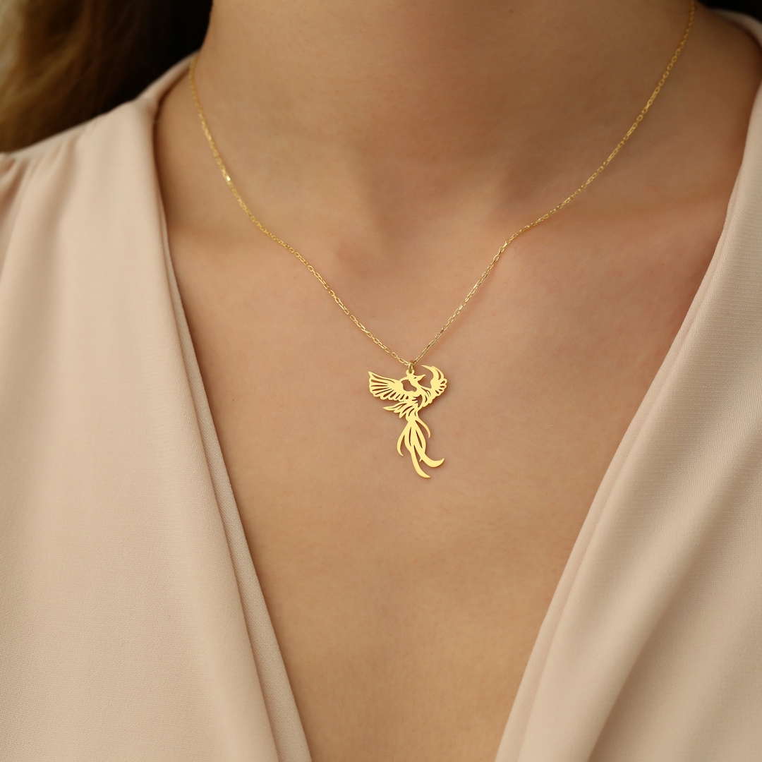 14K Gold Plated Phoenix Necklace, Christmas Gift, Gift for Her, Phoenix ...