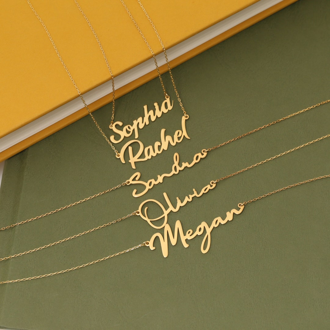 14K Gold Plated Custom Name Necklace: Sterling Silver Personalized ...
