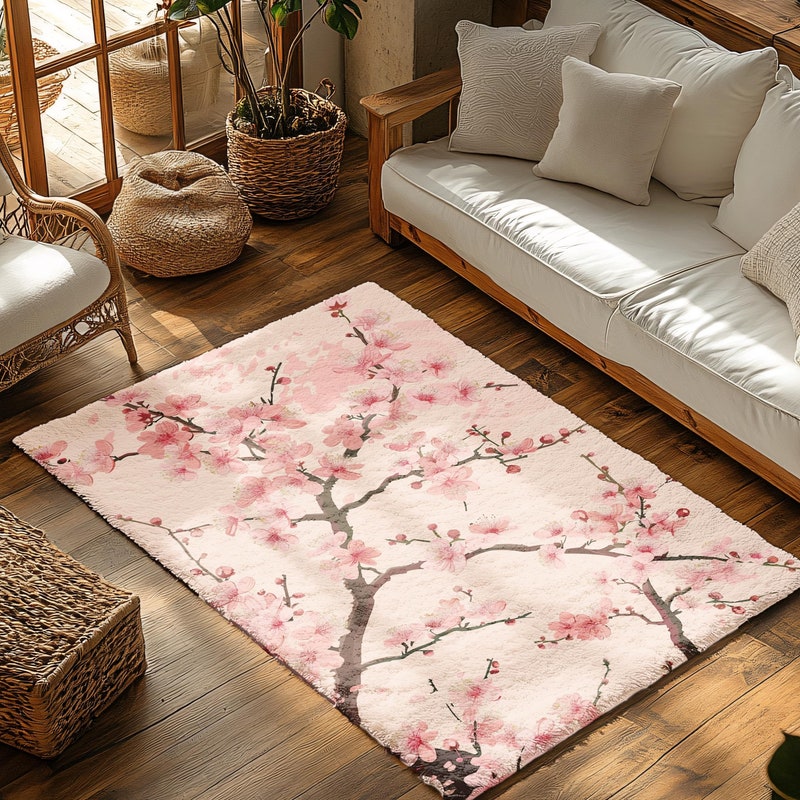 Pink Floral Rug - Etsy