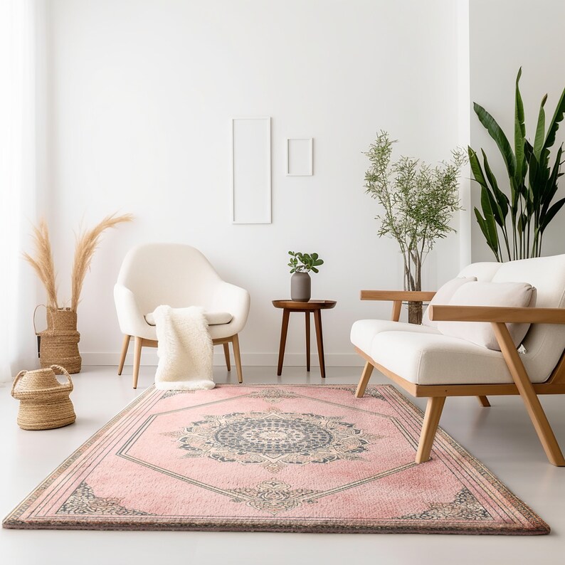 Pink Turkish Rug Pink Oushka Rug Pink Coquette Room Decor for Her Pink ...