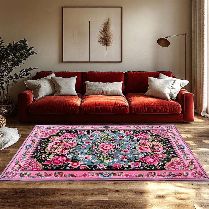 Floral Rug - Etsy