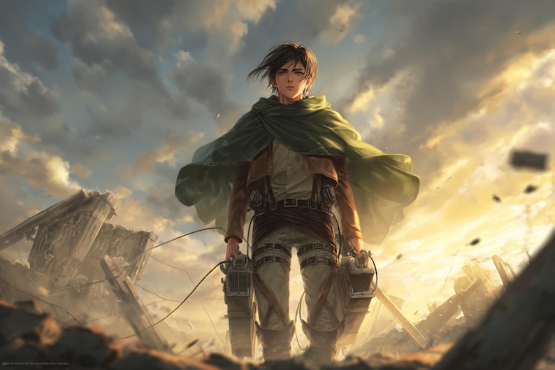 Eren Yeager Attack on Titan Rug – Japanese Anime Rug, Otaku Room Decor ...