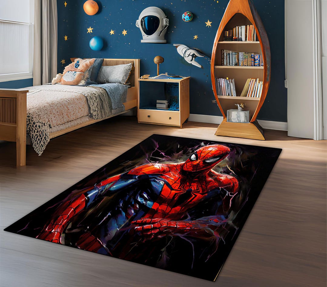 Spider Man Carpet, Superhero Rug, Marvel Boys Bedroom Decor, Kids Play ...