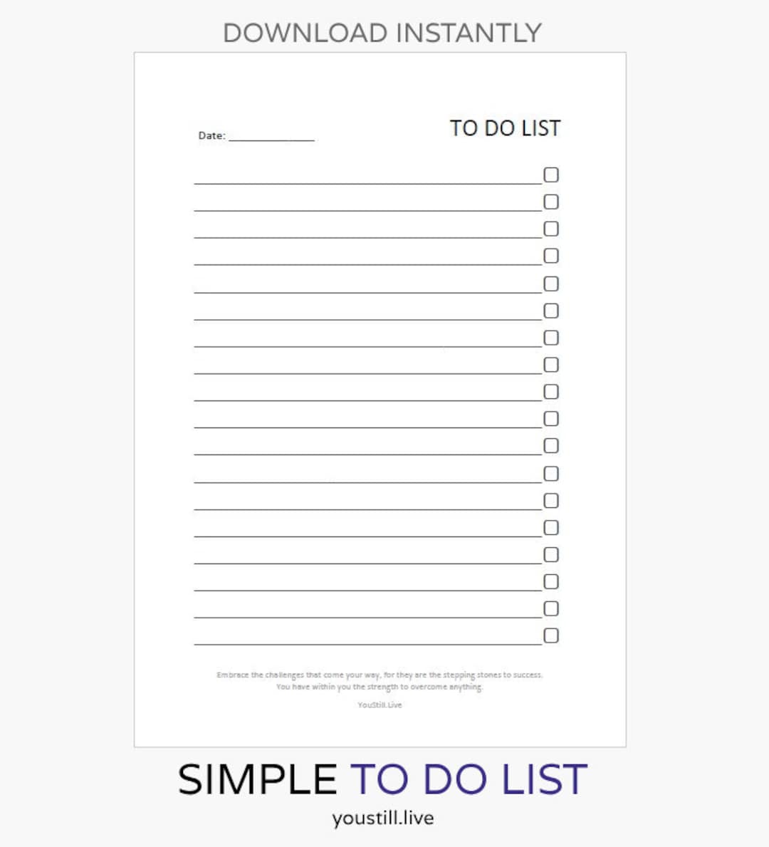 Simple to Do List, Daily Task List Planner, Download and Print ...