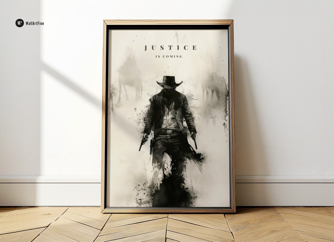 Western Poster, Justice is Coming, Cowboy Poster, Film Poster, Vibrant ...