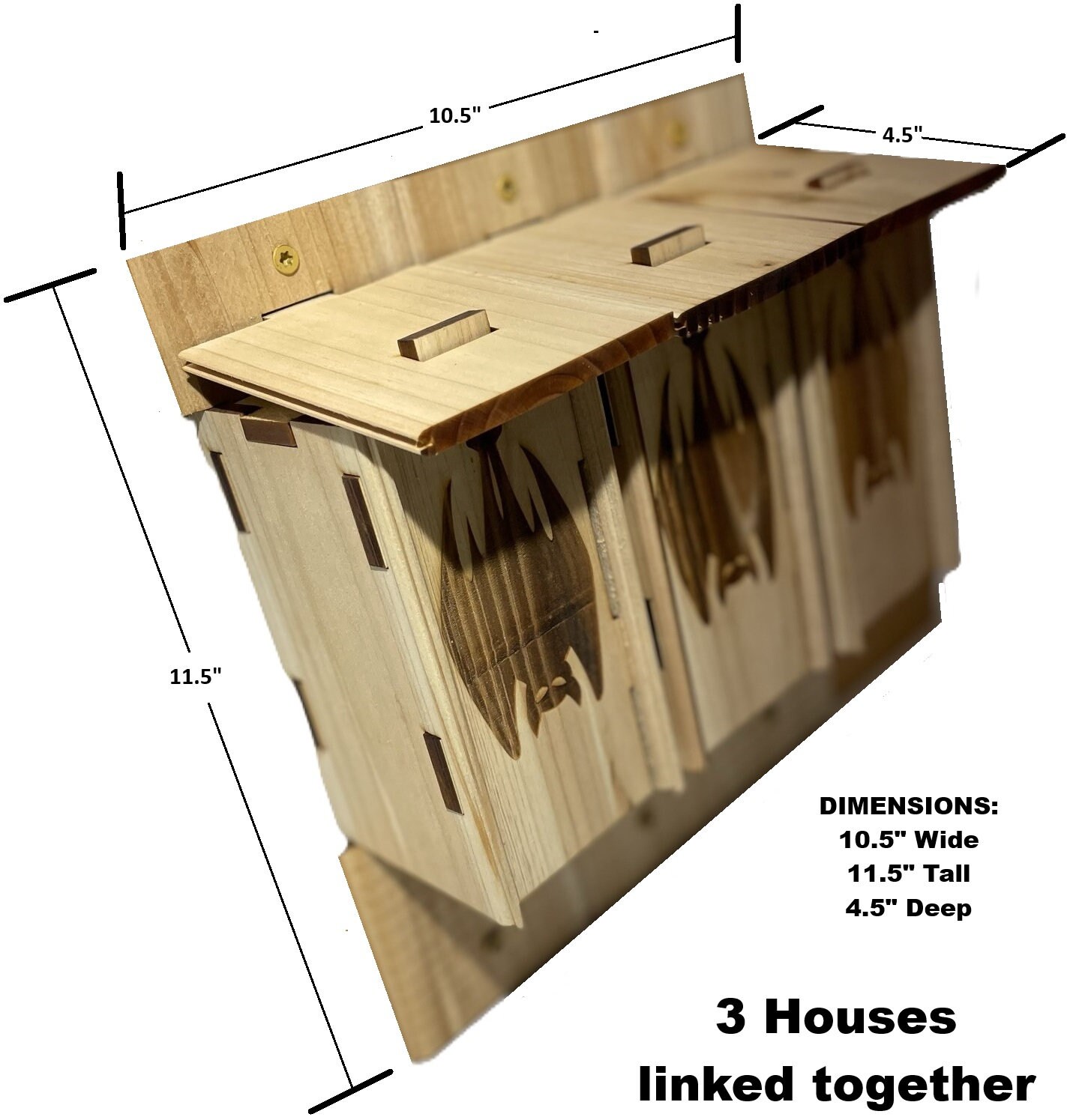 Bat House, Natural Pacific Cedar, 3 Chamber Roost Area. Easily ...