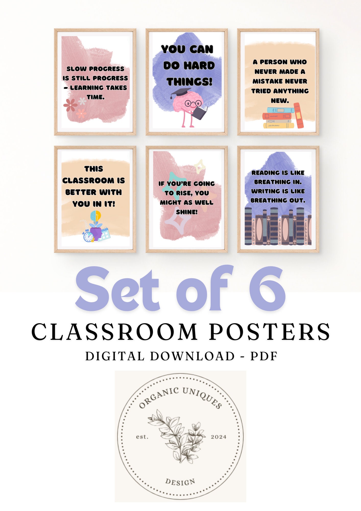 Set of 6 Classroom Posters Digital Download Motivational Classroom Set ...