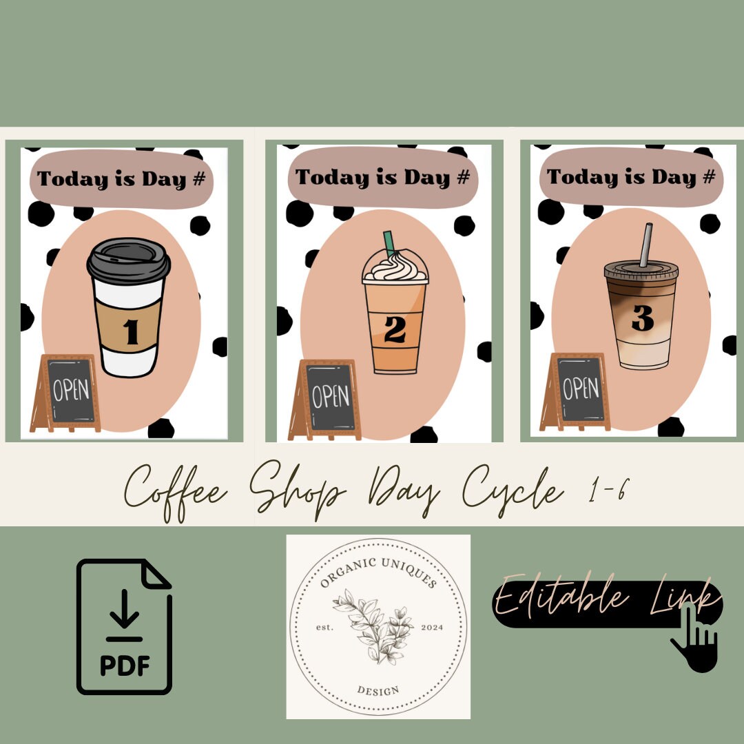 Coffee Shop Day Cycle Counter -- Customizable Template / Print on ...