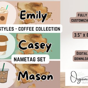 Coffee Collection - Name Tag Bundle - Etsy