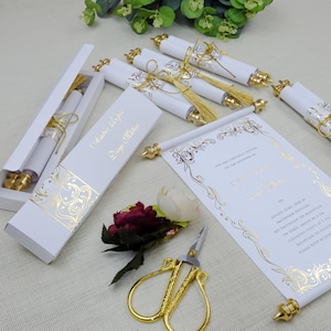 Luxury Royal Wedding Scroll Invitation With Gold Foil, Custom Medieval ...