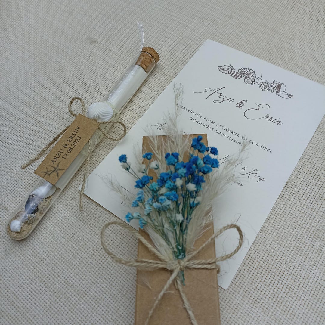 Wedding Invitation With Glass Tube Favor and Dried Flower Detail - Etsy