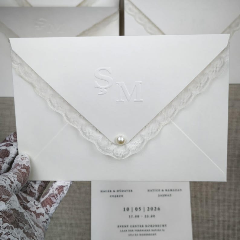 Personalized Muslim Wedding Invitation With Embossed Monogram Envelope ...