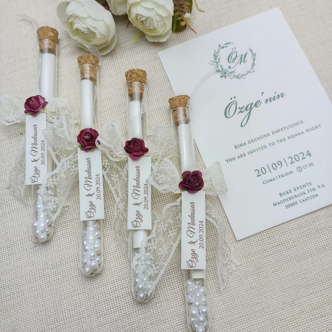 Glass Tube Wedding Invitation, Pearls, Lace, Vintage Hollywood Style - Etsy