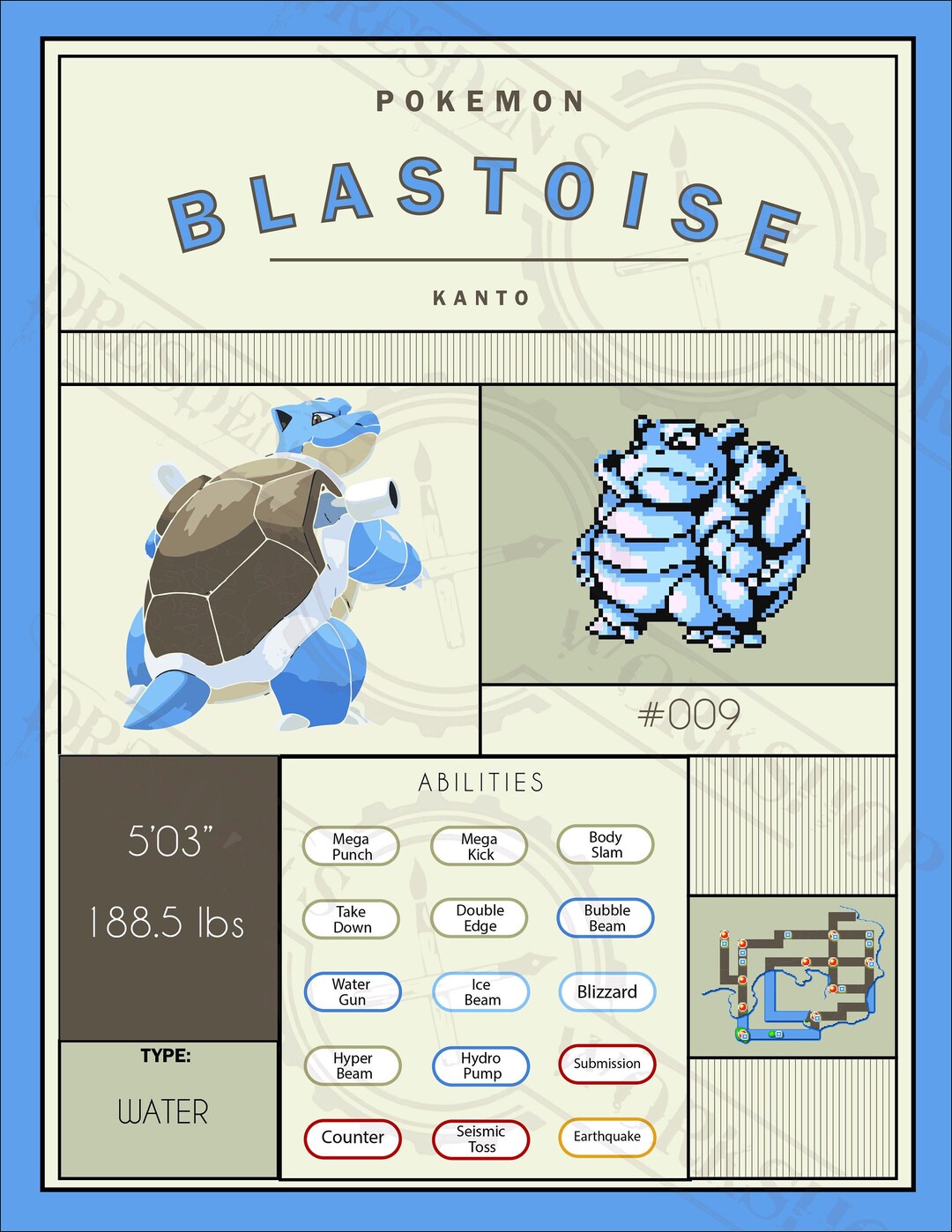 Blastoise Pokemon Statartwork Poster Video Game Poster Anime Aesthetic ...
