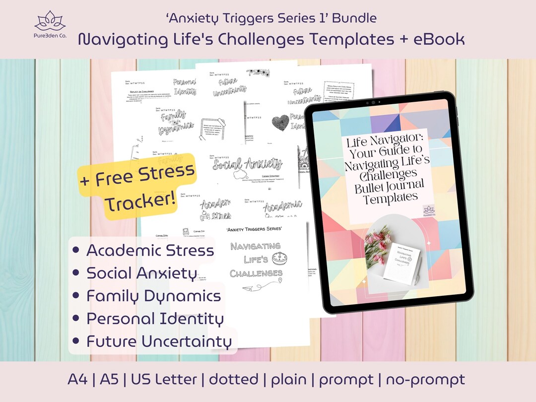 Printable Anxiety Trackers Triggers Series 1 CBT Bullet Journal Bundle ...