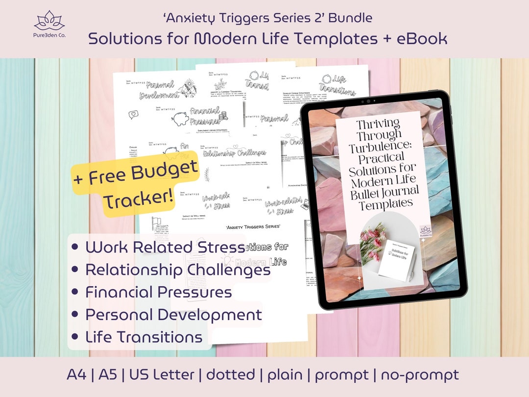 Printable Anxiety Trackers Triggers Series 2 CBT Bullet Journal Bundle ...